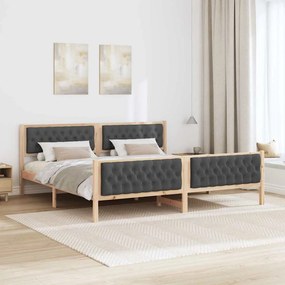 Rám postele s čelo Tmavě šedá 200 x 200 cm Masivní borové dřevo 3394269