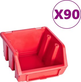 96dílná sada skladovacích zásobníků nástěnné díly červenočerná 150806