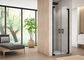 Sanswiss CADURA CA2C dvoukřídlé sprchové dveře 90 cm Šířka: 900 mm, Profil: Černá, Sklo: Hladké čiré