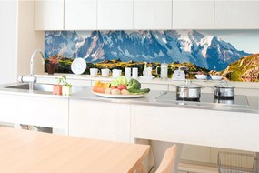 DIMEX | Fototapeta do kuchyně Jezero Lac Blanc KI-350-205 | 350 x 60 cm | modrá, bílá, zelená