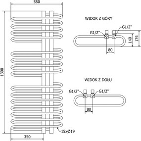 Mexen Ops koupelnový radiátor 1300 x 550 mm, 694 W, bílý - W122-1300-550-00-20