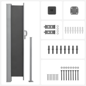 SONGMICS Boční markýza zatahovací tmavě šedá 160x450 cm