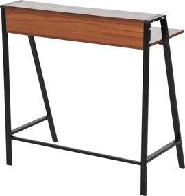 Stůl HOMCOM Počítačový stůl s úložným prostorem a otvorem na kabely, kovový ořech, 84x45x85cm, ideální pro domácí kancelář a pracovnu | Aosom.de