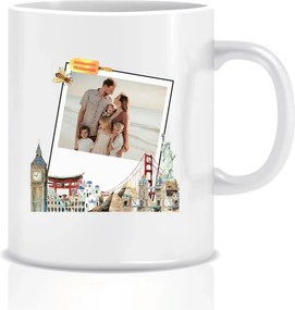 Personalizovaný klasický bílý keramický hrníček 300 ml s polaroidem z dovolené