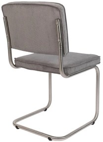 OnaDnes -20% Světle šedá manšestrová jídelní židle ZUIVER RIDGE RIB s matným rámem