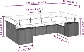 7dílná zahradní sedací souprava s polštáři černá polyratan 3222986