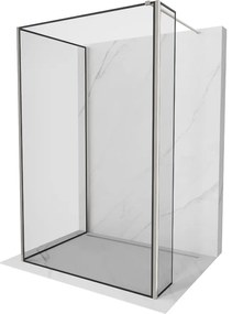 Mexen Kioto sprchová zástěna Walk-in 140 x 120 x 30 cm, černý rámeček, kartáčovaný nikl - 800-140-120-221-97-70-030