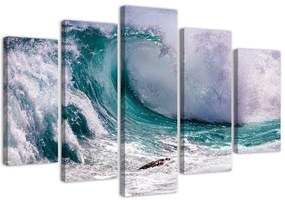 Obraz na plátně pětidílný 5dílné vlny Mořská příroda - 200x100 cm