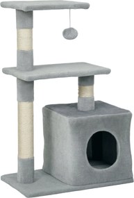 PawHut Kočičí Škrabadlo 81,5 cm s Sijouxovými Sloupci, 2 Platformami, Jaskyní a H koulej, Stylový Design 50x30x81,5 cm Tmavě šedá