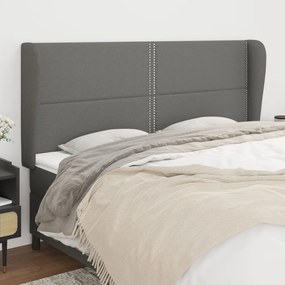 Čelo postele typu ušák tmavě šedé 183x23x118/128 cm textil 3117831