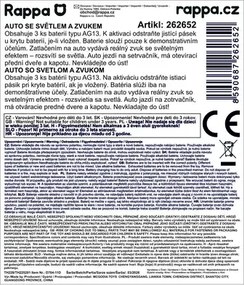 RAPPA Auto bílé se zvukem a světlem 18 cm / Setrvačník / Otevírací dve