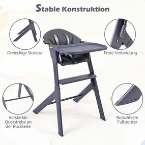 Costway Vysoká židlička baby 3 v 1 dětská židlička s nastavitelným tácem