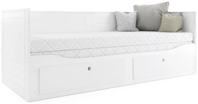 SMB Rozkládací postel s matrací HERME, 80-160x200 cm Dekor: Bílá
