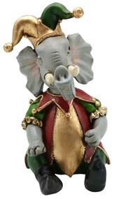 Barevná dekorace slona v kostýmu kašpara - 14*11*18 cm