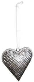 Šedé antik závěsné kovové srdce Senn – 7x1x7 cm