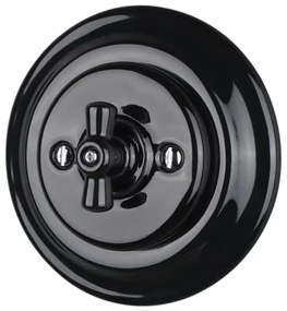 Bohemia-Design - Porcelánový retro vypínač otočný s rámečkem č. 1 černá 12359372