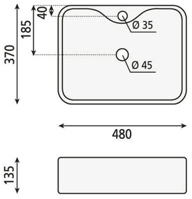 Bílé keramické umyvadlo Sapho Balena, 48 x 37 cm