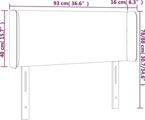 Čelo postele s LED modré 93 x 16 x 78/88 cm textil 3122944