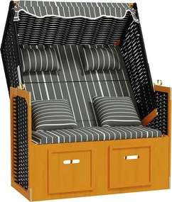 Strandkorb s polštáři polyratan a masivní dřevo černý a šedý 318666