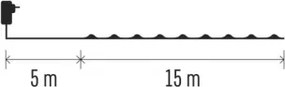 Vánoční osvětlení EMOS D3AC05 ZY1914T 150LED nano řetěz zelený 15m studená bílá s časovačem