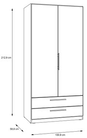 Šatní skříň MARO 100x213 cm dub artisan