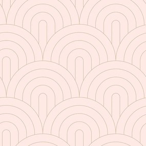 Růžová vliesová tapeta, geometrický obloukový vzor 139217, Art Deco, Esta