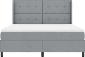 Postel s boxspringem s čelo Světle šedá 200 x 180 cm textil 3341658
