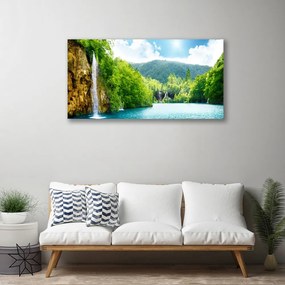 Obraz na plátně Hory Les Jezero Příroda 125x50 cm