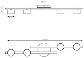 Stropní svítidlo FRAGMENT 4xGX53/12W/230V černá