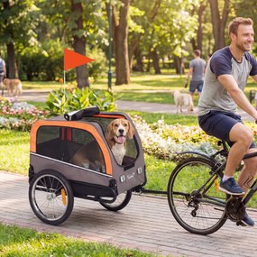 Přívěs pro psy Skládací přívěs na kolo s bezpečnostními odrazkami pro malé středně velké psy do 20 kg Oranžový
