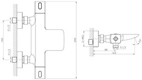 Sapho, MIXONA nástěnná vanová termostatická baterie, chrom, MG410