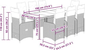 9dílný zahradní bistro set s poduškami béžový polyratan 3277102