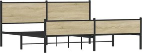 Kovový rám postele bez matrace dub sonoma 193 x 203 cm 3301403
