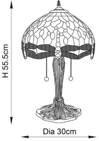 Endon 64092 - Stolní lampa Tiffany DRAGONFLY 2xE27/60W/230V pr. 30 cm