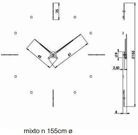 Designové nástěnné hodiny Nomon Mixto NG 155cm