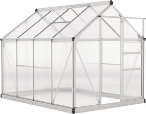 Outsunny hliníkový skleník, 4,79 m² (190 × 252 × 201 cm / 6'3" × 8'3" × 6'7"), základna, střešní ventilace, posuvné dveře, 4 mm UV-odolné panely – zah