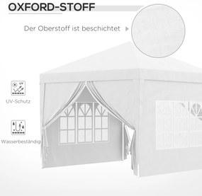 Outsunny Pavilon HOMCOM 3x3 m se 4 bočními stěnami a okny, UV ochrana, včetně přenosné tašky, ocel a tkanina Oxford, bílá | šedá