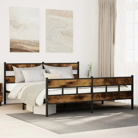 Kovový rám postele bez matrace kouřový dub 193 x 203 cm 3308468