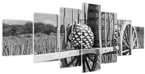 Obraz - Přívěsný vozík, černobílá (210x100 cm)