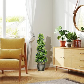 HOMCOM Sada 2 spirálovitých umělých rostlin z PE, 90 cm, s květináčem, zelená a modrá