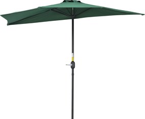 Outsunny Slunečník 270x137x236 cm Zahradní Parasol s Kličkou a Polokruhovým Tvarem pro Terasu, Patio a Bazén Zelený | Aosom