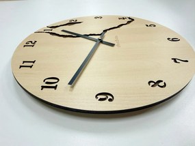 dřevo života Nástěnné hodiny ŘEKA Zvolte barvu dekoru: Horský dub-Wenge, Velikost hodin: 35x35, Barva ručiček: Černé