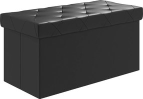 HOMCOM Skládací úložná lavice 84L, čalouněný otomanský stůl s PU koženým potahem, 76x38x38cm, Černá | Aosom