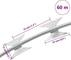 Žiletkový drát sepnutý BTO-22 pozinkovaná ocel 60 m 141811