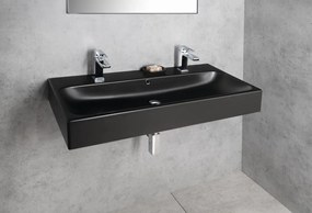 Sapho Sapho, TORIDI keramické umyvadlo 101x46,5cm, 2 otvory pro baterii, černá matná, TU0222B