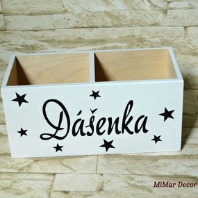 Stojánek na tužky se jménem - bílý