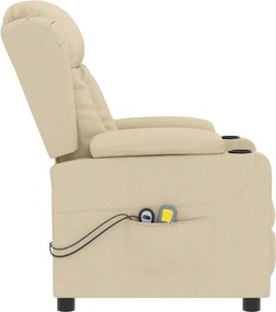 Elektrické masážní křeslo krémové textil 3098798