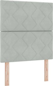 Postel s boxspringem s čelo Světle šedá 80 x 200 cm samet 3339860