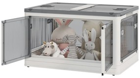 HOMCOM Úložný box Outsunny truhla 69L stohovatelný úložný box s kolečky skládací úložný box s pětistranným přístupem v bílé barvě | Aosom.de