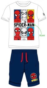 E plus M - Chlapecký bavlněný letní set / souprava Spiderman Marvel - bílý 134